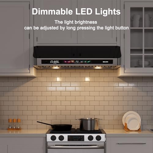 Under Cabinet Range Hood 30 Inch with Voice/Gesture/Touch Control, 900 CFM Kitchen Hood Vent ...