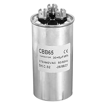 PATIKIL 30+5uF 30/5MDF 370/440VAC Fan Start Capacitor, CBB65 Dual Circular Run Capacitor for Air ...