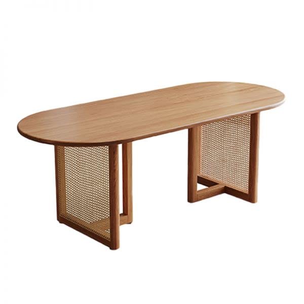 GULAJI Homes Wooden Dining Table Rattan Rectangular for Dining Living ...