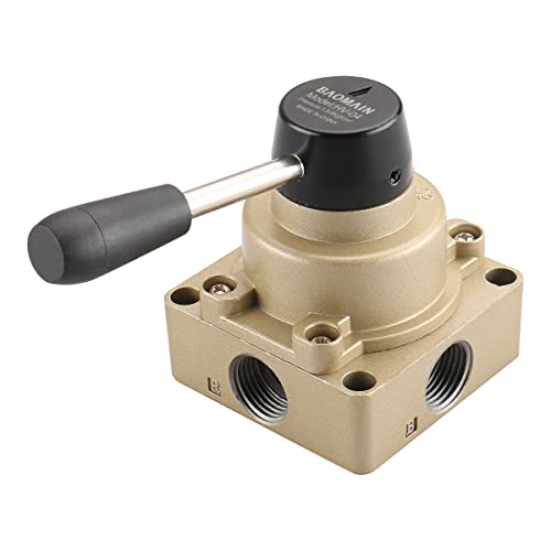 Baomain Rotary Lever Hand Valve HV-04 PT1/2 Air Flow Control 3 Position ...