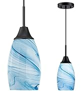 Blue Oval Glass Lamp Shade Only Art Marble Glass Light Shades for ...