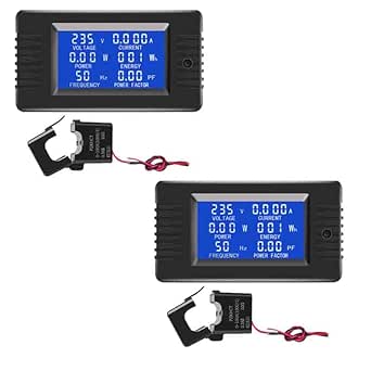 2pcs AC Current Voltage Amperage Power Energy Panel Meter LCD Digital ...