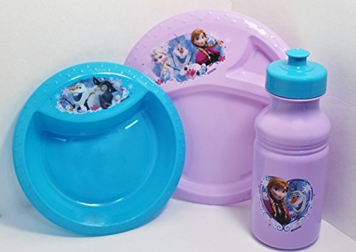 Disney Frozen Dinner Set (3): Bowl, Plate and Water Bottle - Purple ...