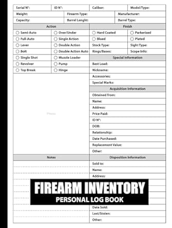 Amazon.com: Firearm Inventory Personal Log Book: Personal Firearm ...