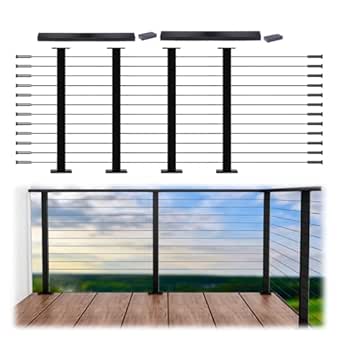 Muzata 15ft-20ft Complete Set 42" Cable Railing Post Kit Cable Railing ...