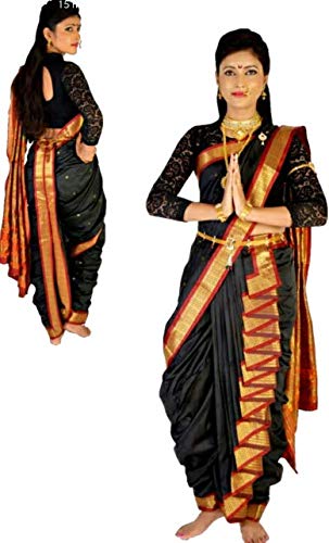 Buy Azad Hind Cloth Stores Women's Cotton Silk Golden Border Shahi ...
