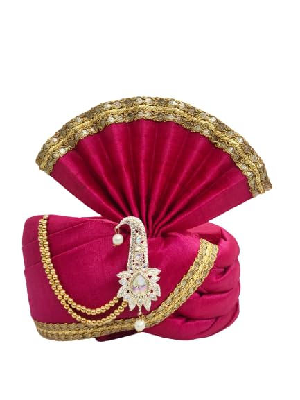 Buy PRIYAKANT SAFAWALA Handstitch Ready to Wear Rani Colour Safa ...