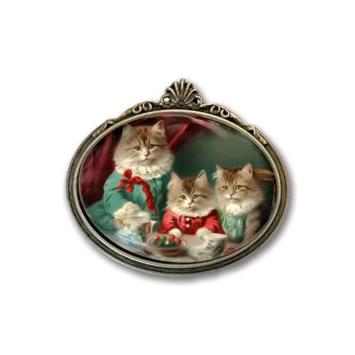 Amazon.com: Christmas Kitten Brooch, Vintage Inspired Christmas Cat Pin ...