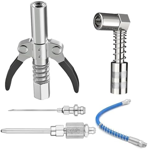 5pcs Grease Gun Fitting Kit Double Handles Grease Gun Coupler 90 Degree ...