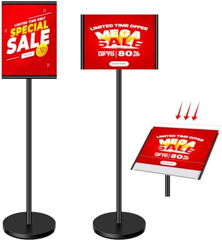 VAIIGO Poster Stand Outdoor Floor Sign Holder, A4 Heavy Duty Sign ...