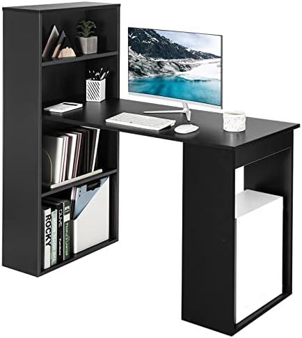 Amazon.com: GRAFFY Computer Desk with Shelves, Natural : Home & Kitchen