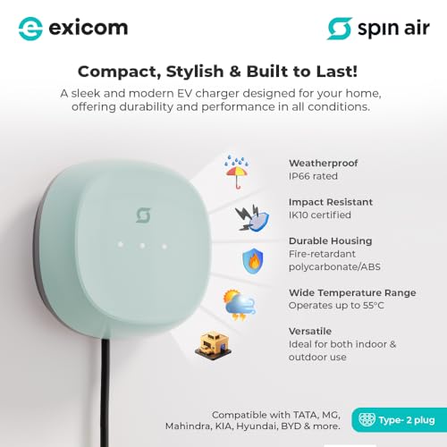 Exicom 7.5 kW Smart Spin Air EV (Electric Vehicle) AC Charger| Control ...