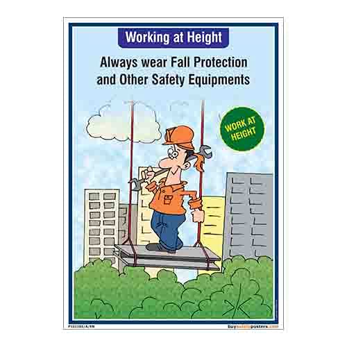 buysafetyposters.com - Work At Height Poster In English Vinyl Sun Board ...