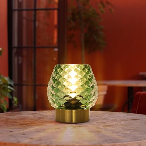 Cordless Rechargeable Table Lamp, Glass USB-C Decorative Small Accent ...