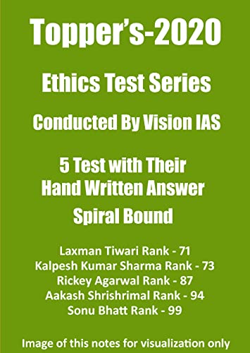 Buy Topper's 5 Ethics Test Series Handwritten Notes 2020 by Vision IAS ...