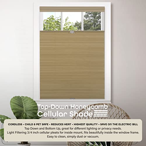 Cordless Cellular Pleated Window Shades - 33 Inch Width, 64 Inch Length ...