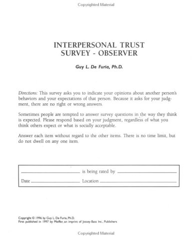 Buy Interpersonal Trust Surveys: Observer Scoring (3–page form) Book ...