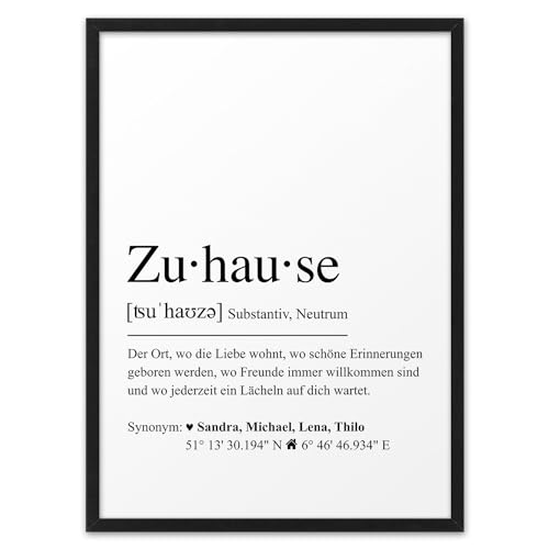 ZUHAUSE DEFINITION | ABOUKI Kunstdruck | Zuhause Koordinaten Geschenk ...