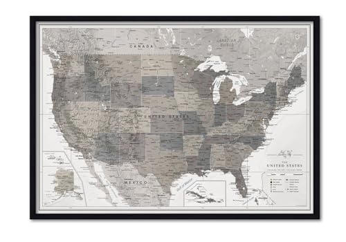 Amazon.com: Framed US Wall Map Pin Board | Personalized US Travel Map ...