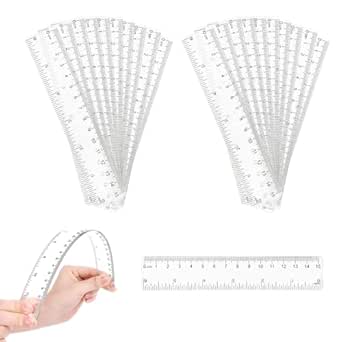 20 Pcs Rulers 15cm, 6 Inch Clear Plastic Ruler, Rulers, Shatterproof ...
