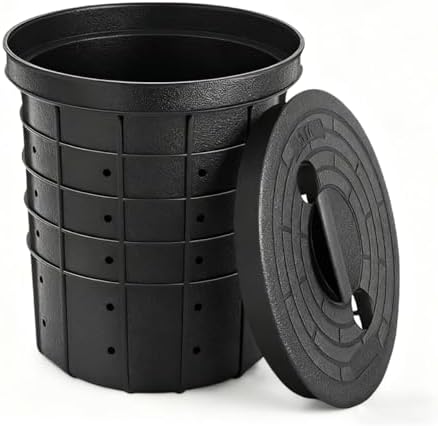 Perforated Sump Pump Basin with Lid, Black Sump Pump Bucket with 40 Pre ...