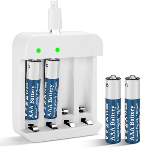 Amazon.com: 4 Pack AAA Rechargeable 1.5V Lithium Batteries with Charger ...