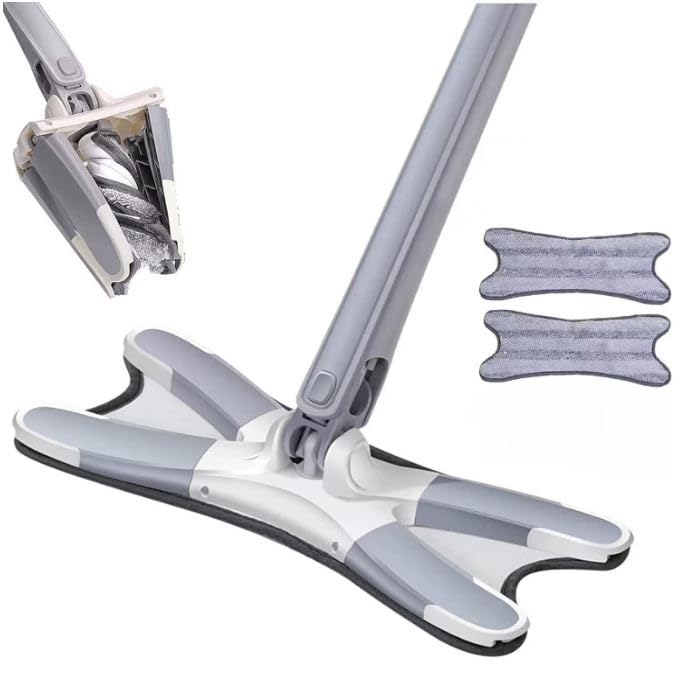 Kresal Microfiber Mop, Easy Squeeze and Spin Mop, 360° Rotating Hand ...