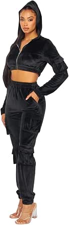 Hot & Delicious Women's Better Days Velvet Hooded Crop Top Sweater at ...