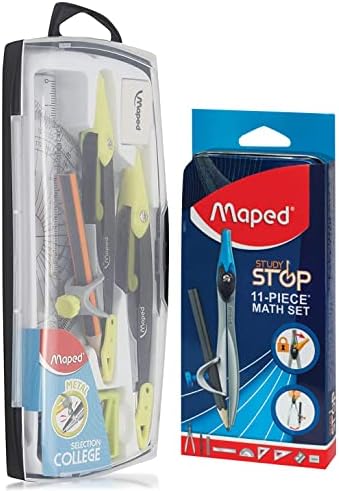 Maped Metal Open Compass - 9 Pcs Set & Maped Study Stop 11-Piece Math ...