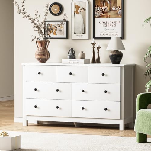 Amazon.com: HOSATCK 6 Drawer Dresser, Modern White Double Dresser, Wide ...