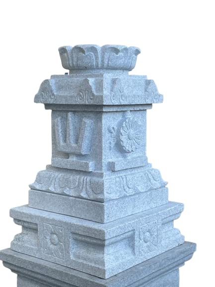 Stone Lotus Top Tulasi maadam Tirupati Perumal signs carving on sides ...