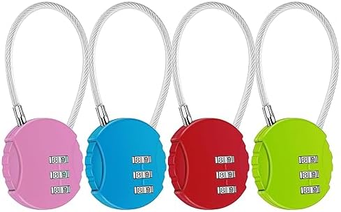 Samaly 4 PCS Small Combination Cable Padlock, 3 Digit Padlocks with ...