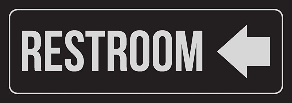 Amazon.com: New Great Black Background with Silver Font Restroom Left ...