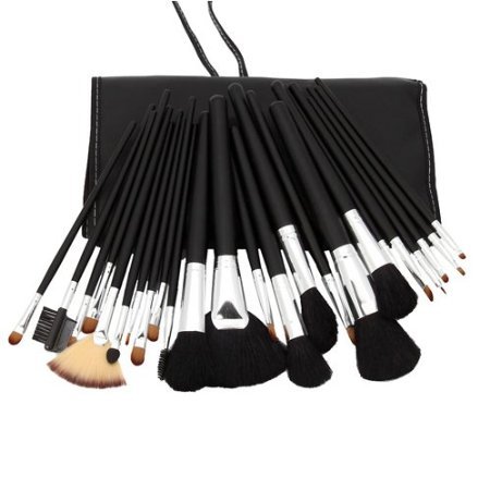 Amazon.com: 24 Pcs Black Rod Makeup Brush Cosmetic Set Kit with Case ...