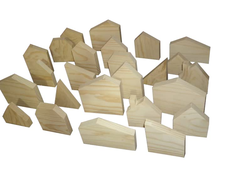 Amazon.com: 25 handmade unfinished wooden house shapes, wooden house ...