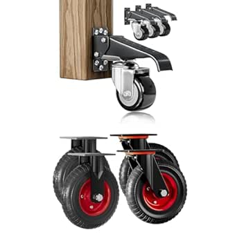 Workbench Casters Kit, 600 Lbs Retractable Casters Set of 4 Heavy Duty ...