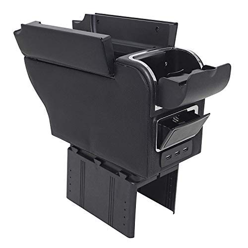 Vetra Arm Rest Storage Box and Cup Holder With 7 USB Port Pu Leather ...