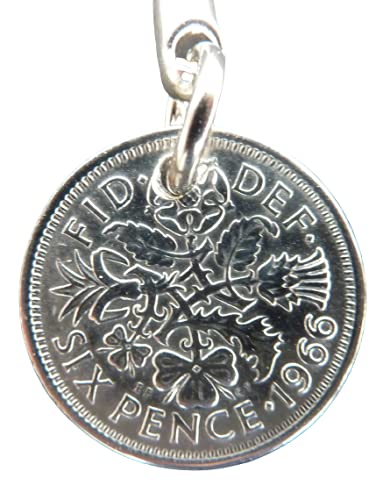Lucky Sixpence 1962 Genuine English Old Tanner Coin Silver Keyring ...