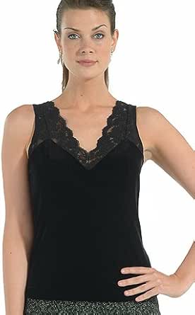 Princess seam knit tank with lace trim at Amazon Women’s Clothing store
