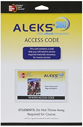 ALEKS 360 Access Card 18 Weeks for Beginning Algebra: ALEKS Corporation ...