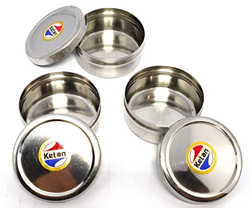 Buy DABBI Stainless Steel Pooja Flat Steel Dabbi/Steel dabbi Box Set of ...