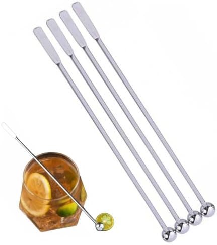 4 Pcs Stainless Steel Stirrers Cocktail Drink Swizzle Stick Beverage ...