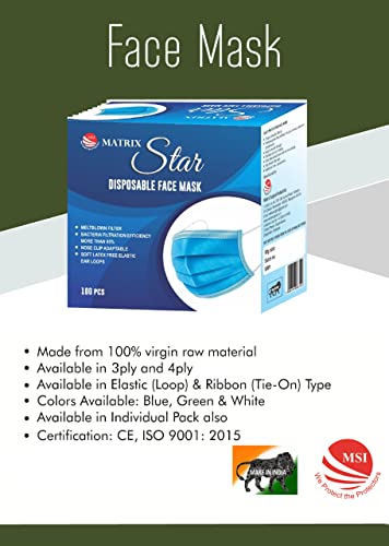 MSI MATRIX STAR Melt Blown 3Ply Disposable Face Masks with Nose Clip ...