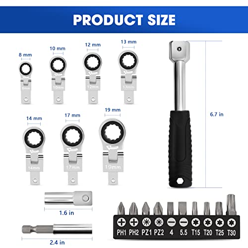 Snapklik.com : PTSTEL 20PCS Flex Head Ratchet Wrench Set, Metric ...