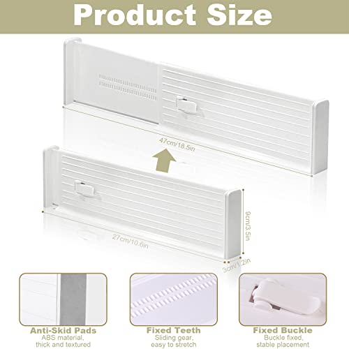 Duscdesp Adjustable Drawer Dividers,8Pcs Expandable Plastic Drawer ...