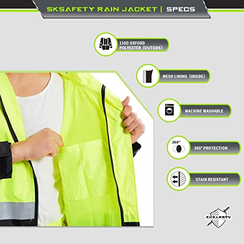 Snapklik.com : SKSAFETY Safety Rain Jacket, Professional Level Class 3 ...