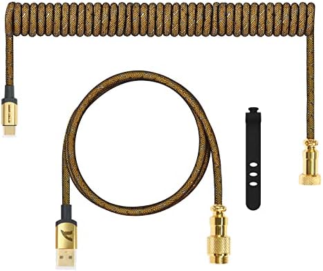 ATTACK SHARK Custom Coiled USB C to A Cable for Gaming Keyboard,Double ...