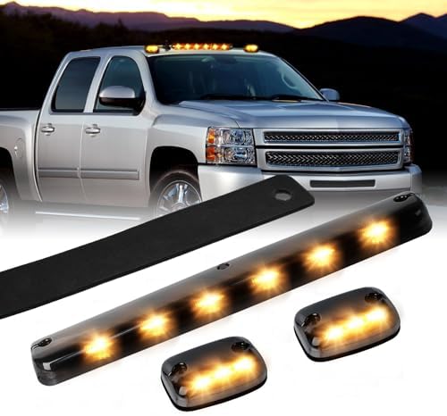 AMEXMART 3X LED Cab Marker Lights Smoked Lens Amber Cab Top Roof ...