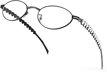 Laemzinv Y2K Black Blue Light glasses for Women, Retro 90s Narrow Oval ...