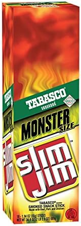 Amazon.com: Slim Jim Giant Tabasco Smoked Snack Stick : Sports & Outdoors